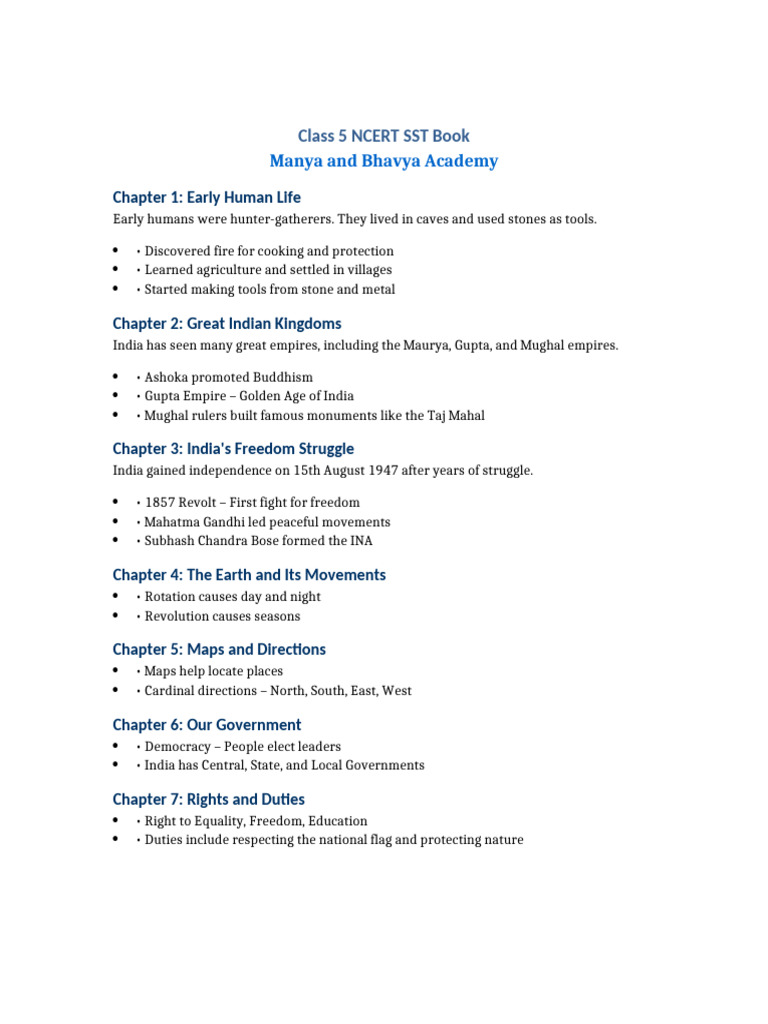 Class 5 NCERT SST Overview | PDF