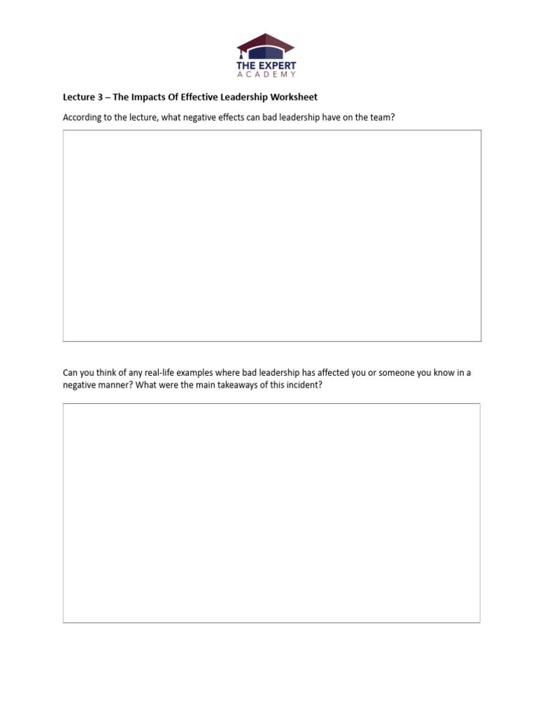 L3 The Impacts of Effective Leadership Worksheet | PDF