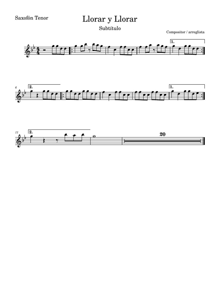 Llorar y Llorar-Saxofón - Tenor | PDF