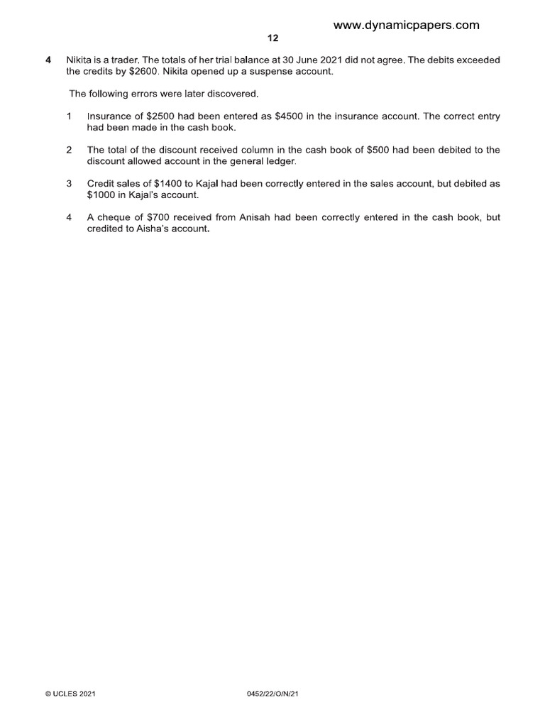 Rectification of Errors - Practice Question 2 | PDF
