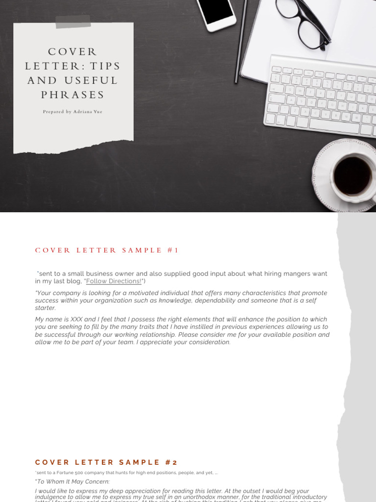 Cover Letter Tips and Samples Guide | PDF | Learning
