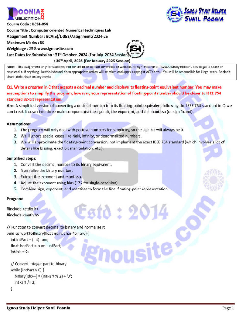 BCSL 058 2024 25 | PDF