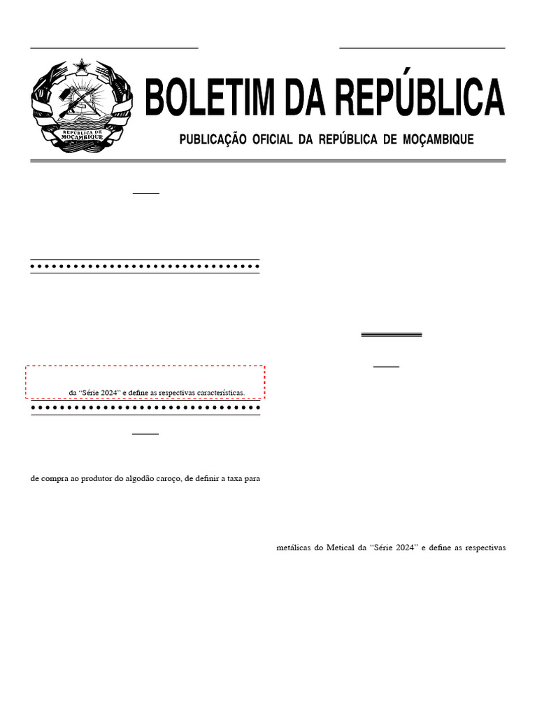 Emissão de Notas do Metical 2024 | PDF | Moçambique | Moeda