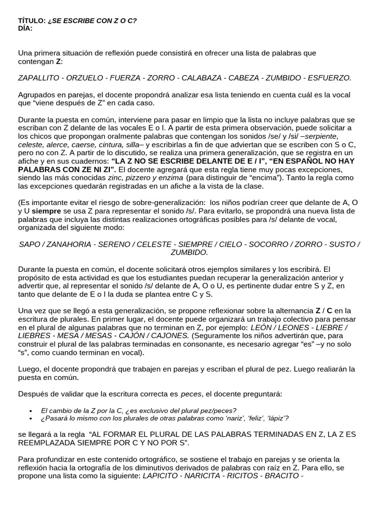Reglas de Z y C en Plurales y Diminutivos | PDF | Lingüística