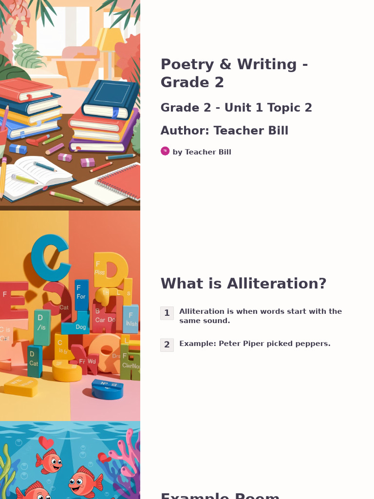 Alliteration and Personal Narratives for Grade 2 | PDF