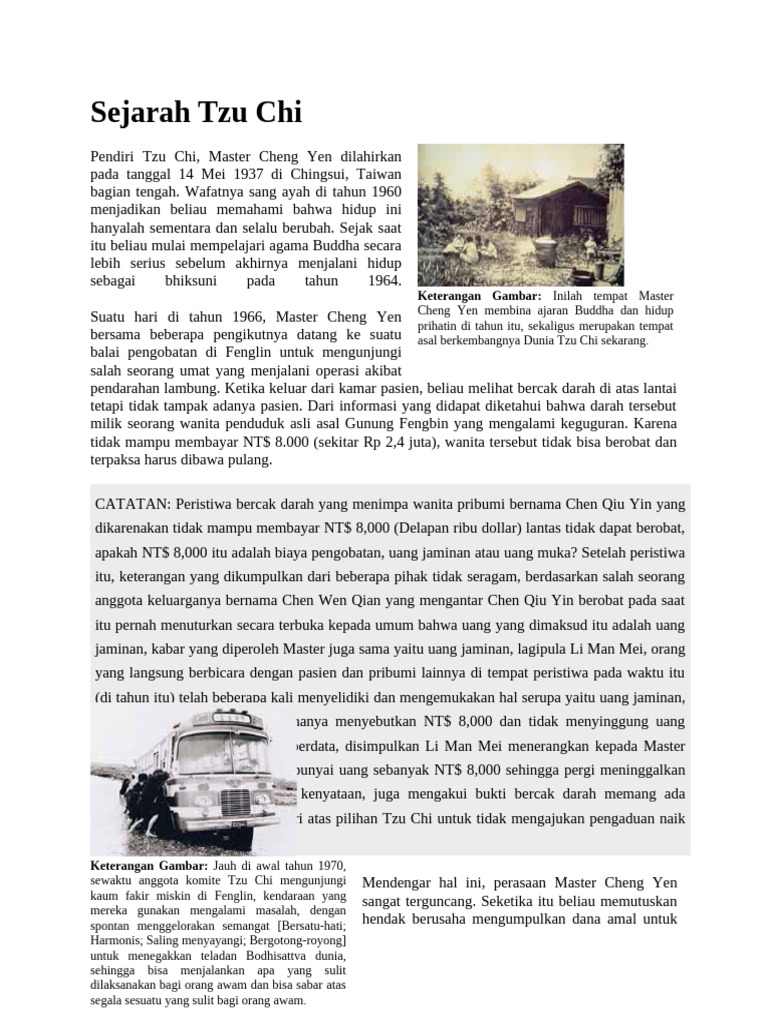 Sejarah Pendiri Tzu Chi dan Celengan | PDF