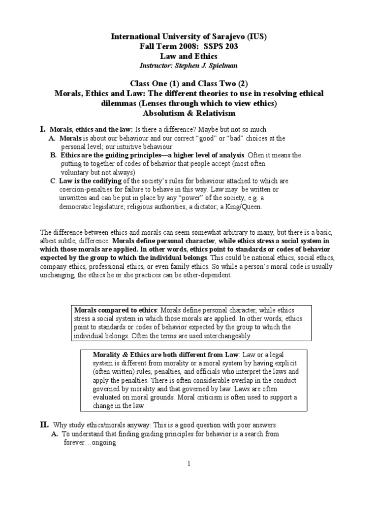 Instructor: Stephen J. Spielman | Download Free PDF | Relativism | Morality