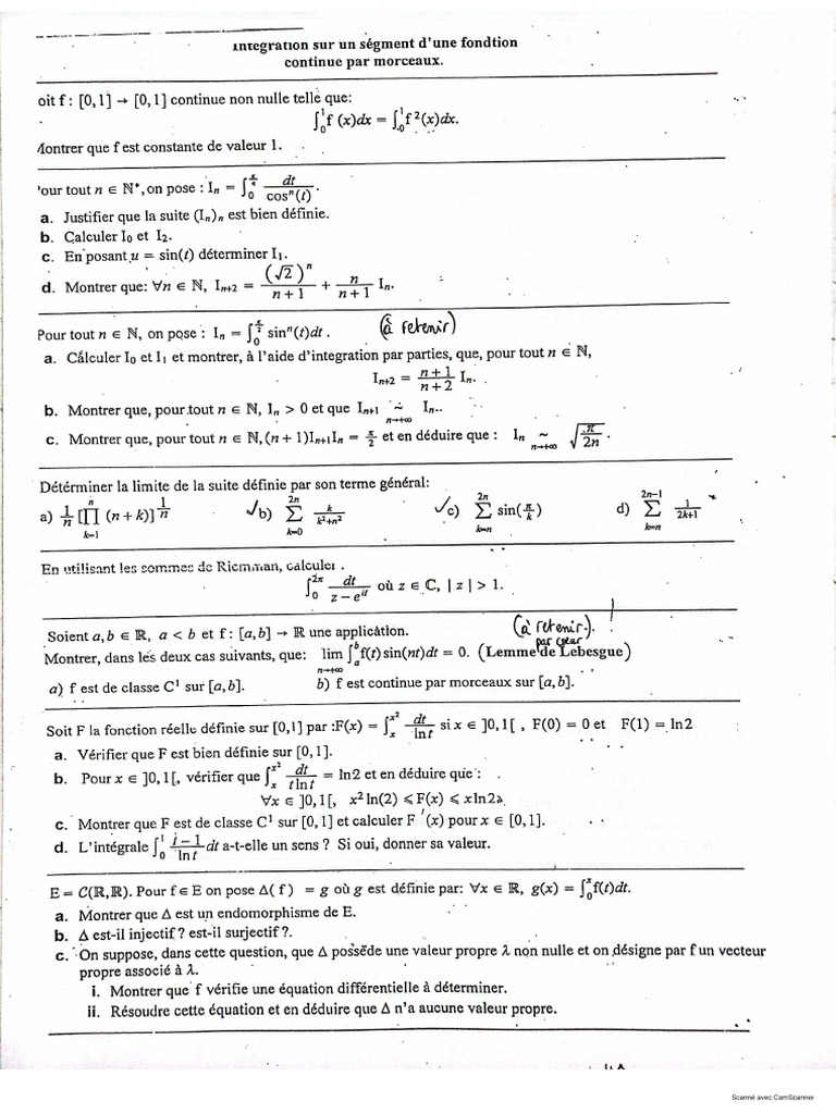 Exos Integration Des Fcts CPM | PDF