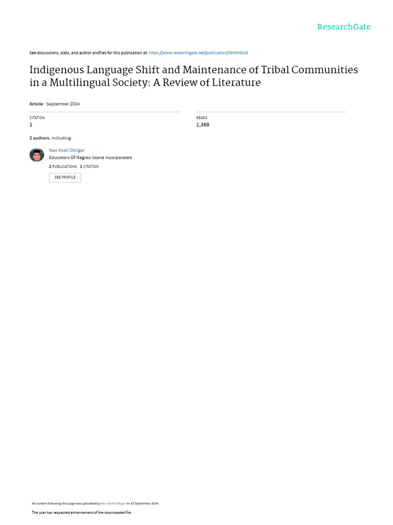 Indigenous Language Shift in Multilingual Societies | PDF ...
