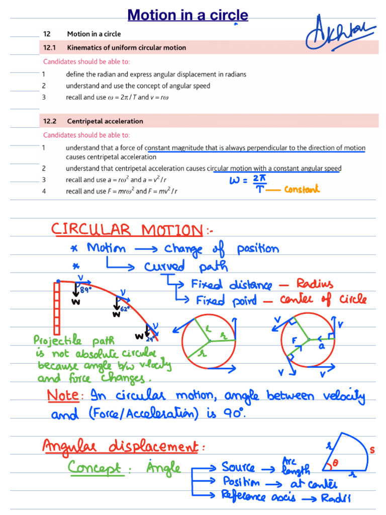 Motion in A Circle (Circular Motion) | PDF | Acceleration | Force