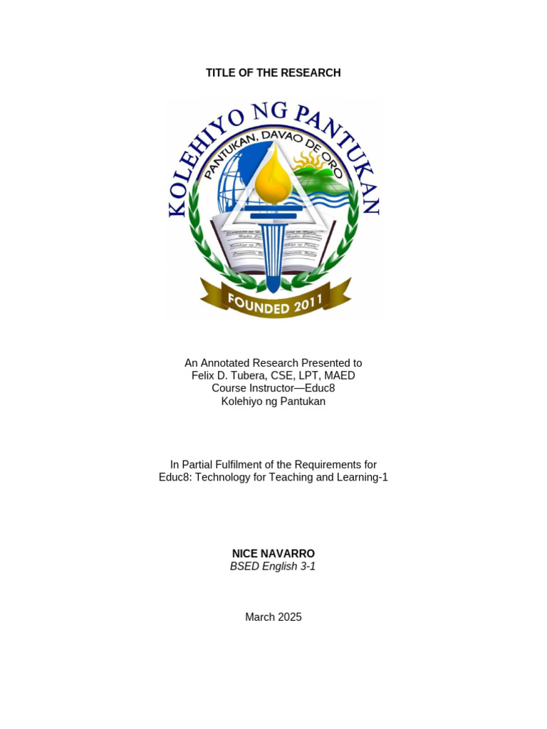 Nice Navarro - Annotated Research Format-Knp Version - Final | PDF ...