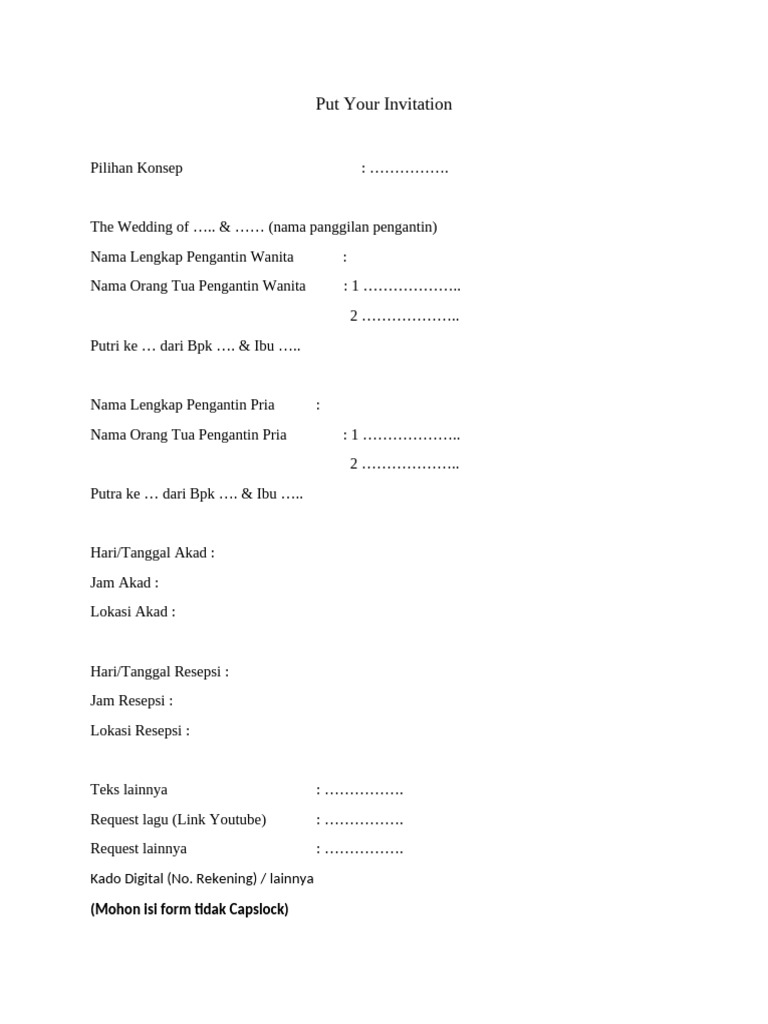 Form Text New Doc - (Nama Pengantin) | PDF