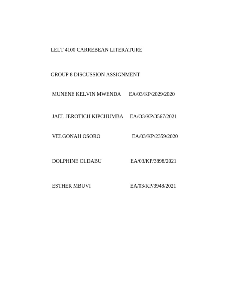 Characteristics of Caribbean Literature | PDF | Identity (Social ...