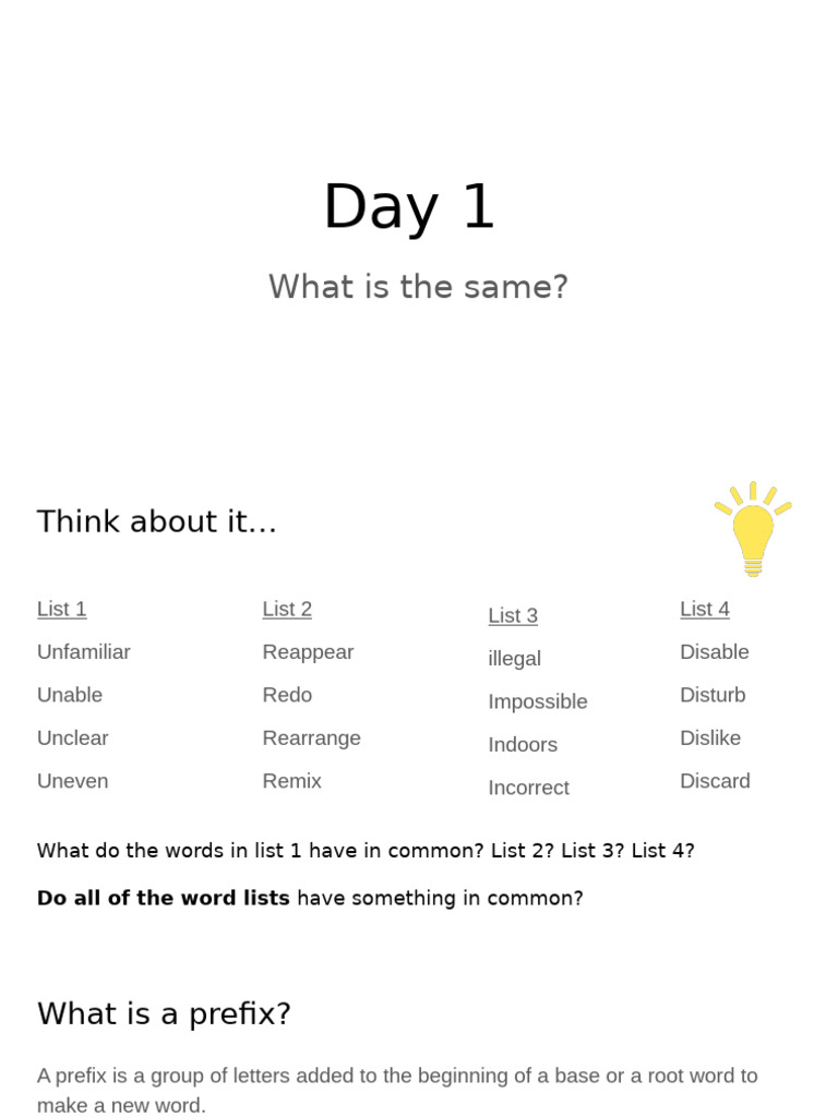 Prefix Word Study Week 1 | PDF | Lexical Semantics | Grammar