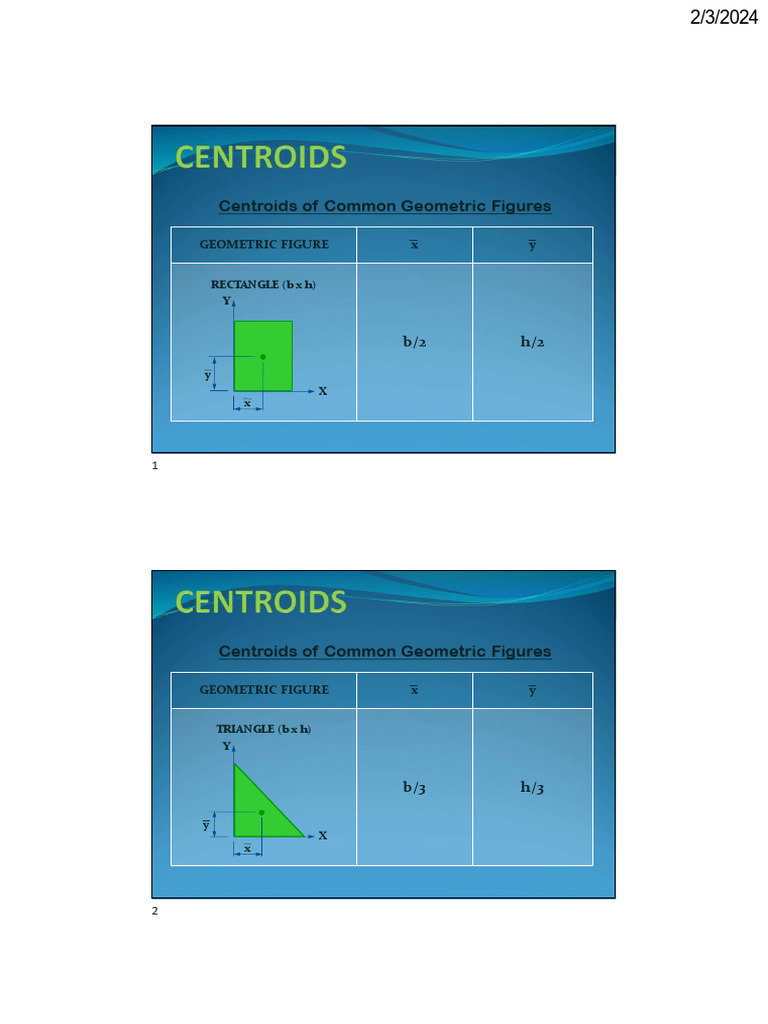 Centroids and Moments of Inertia | PDF | Mathematical Concepts | Geometry
