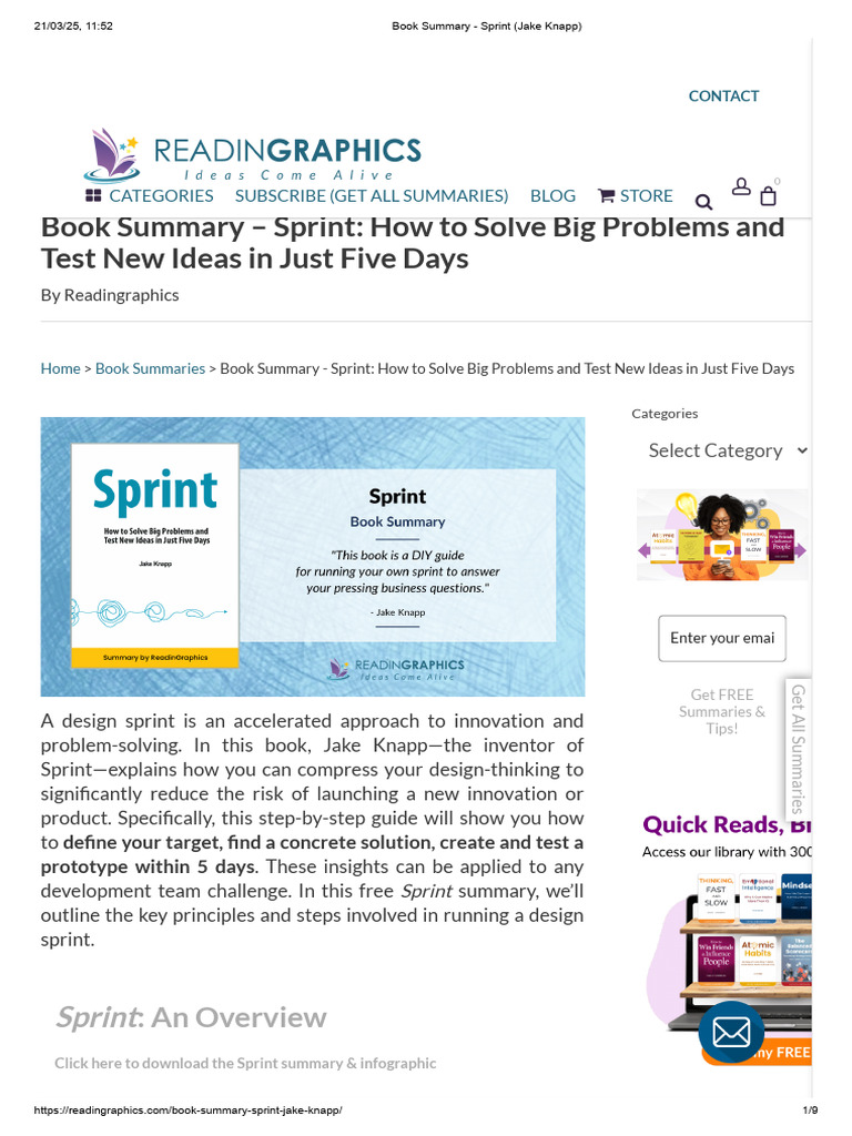 Book Summary - Sprint (Jake Knapp) | PDF | Subscription Business Model