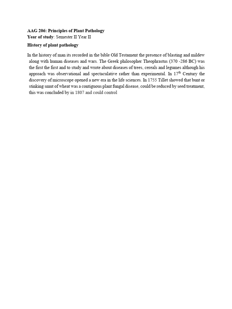 AAG 206 Priciples of Plant Pathotholgy 2025 | PDF | Biodiversity | Pathogen