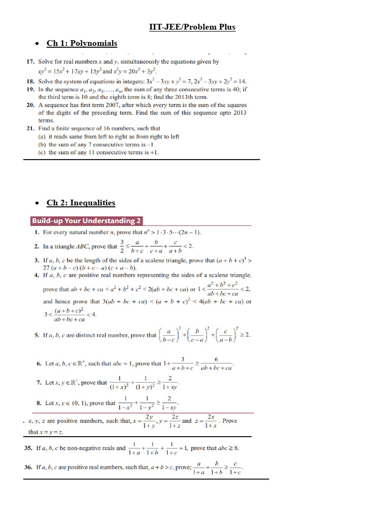 Iit-Jee Adv Problems Poly and Ineq | PDF