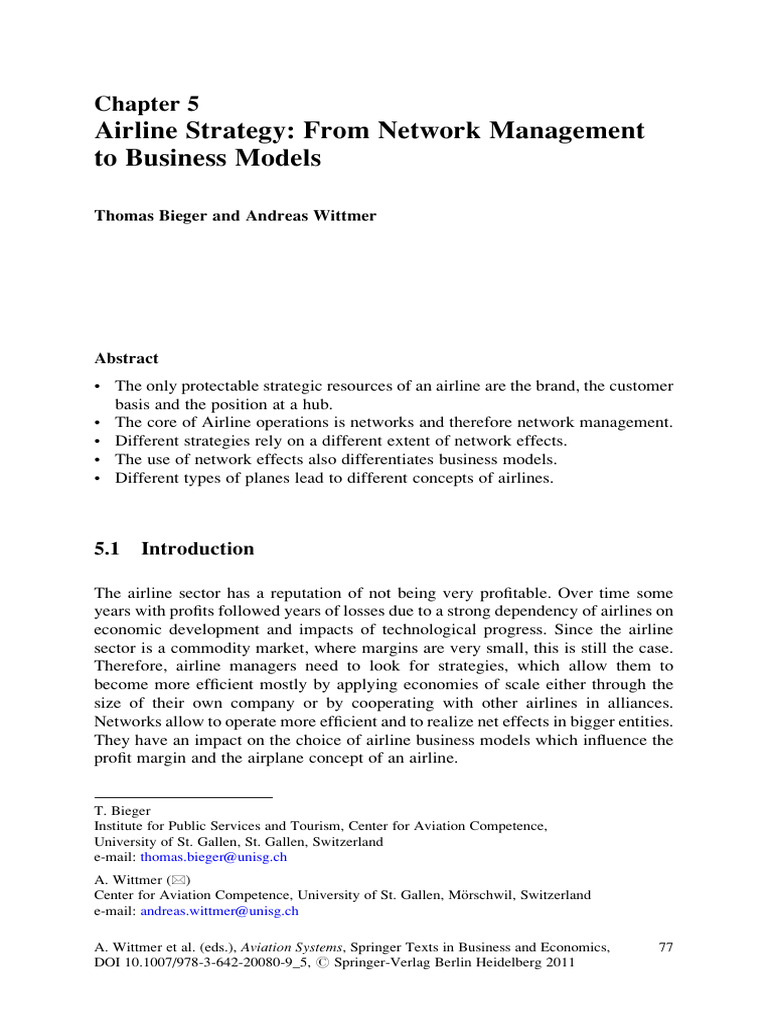 #Airline Strategy From Network Management | PDF | Airlines | Airline Hub