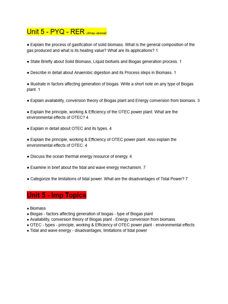Unit 5 - PYQ - RER (Amay Jaiswal) | PDF