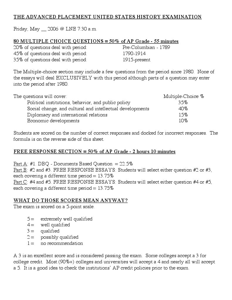 The Advanced Placement United States History Examination | PDF ...