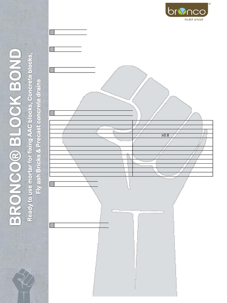 TDS - Bronco Block Bond | PDF | Concrete | Mortar (Masonry)