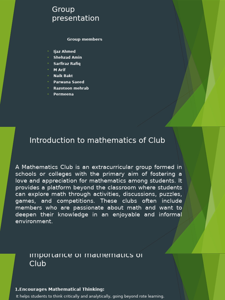 Mathematics Presentation | PDF | Mathematics | Learning