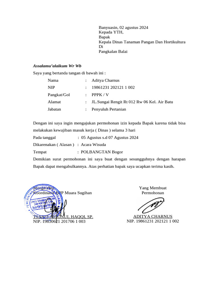 Surat Permohonan Izin | PDF