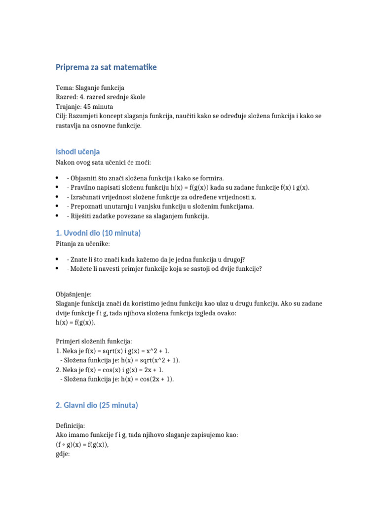 Priprema Slaganje Funkcija | PDF