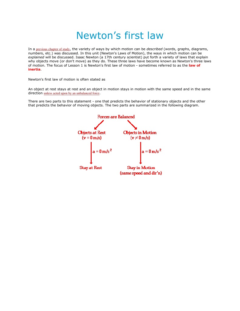 Newton's First Law: Previous Chapter of Study | PDF | Buoyancy | Force
