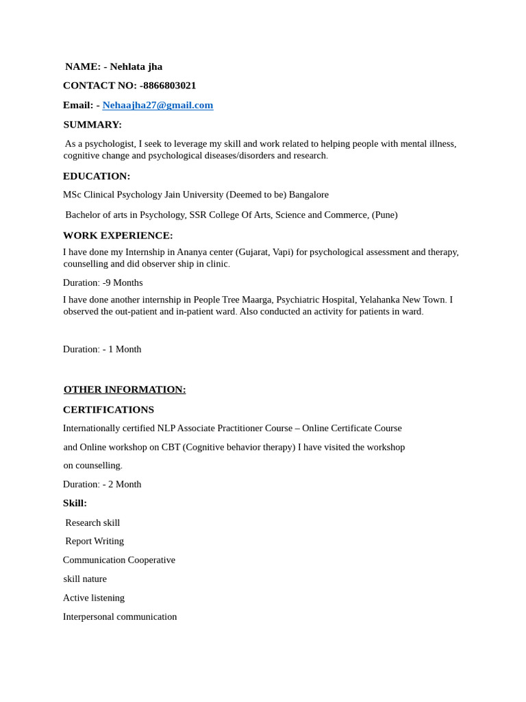 Neha Resume | PDF