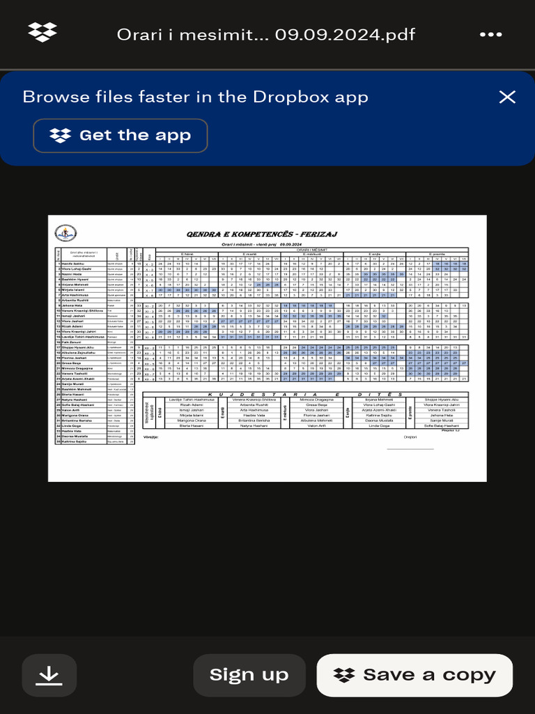 Orari I Mesimit - Vlenë Prej 09.09.2024 PDF | PDF