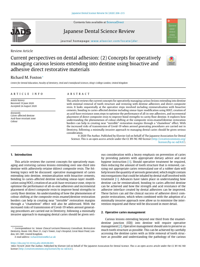 Japanese Dental Science Review | PDF | Dental Composite | Dentin
