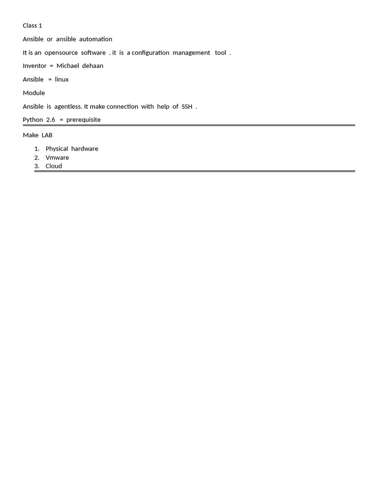 Class 1 Intro of Ansible and Make LAB | PDF