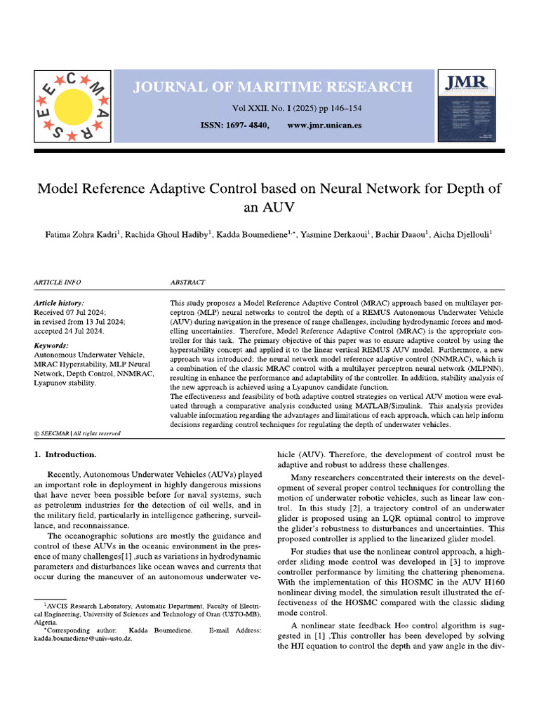 Model Reference Adaptive Control Based On Neural Network For Depth of ...