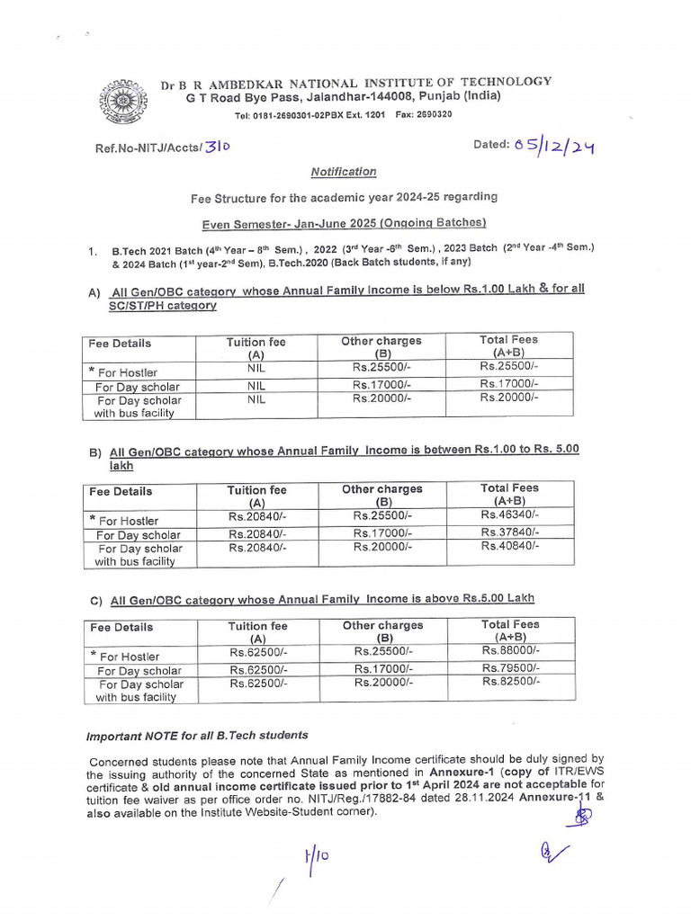 Fee Structure 2025 | PDF
