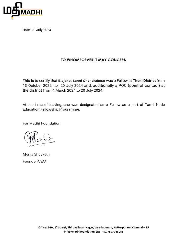 Fellowship Certification for Elajchet Senni | PDF