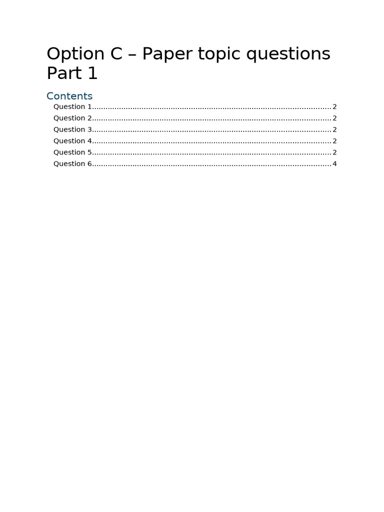 Option C - Part 1 - Paper Questions | PDF | Human Diseases And ...