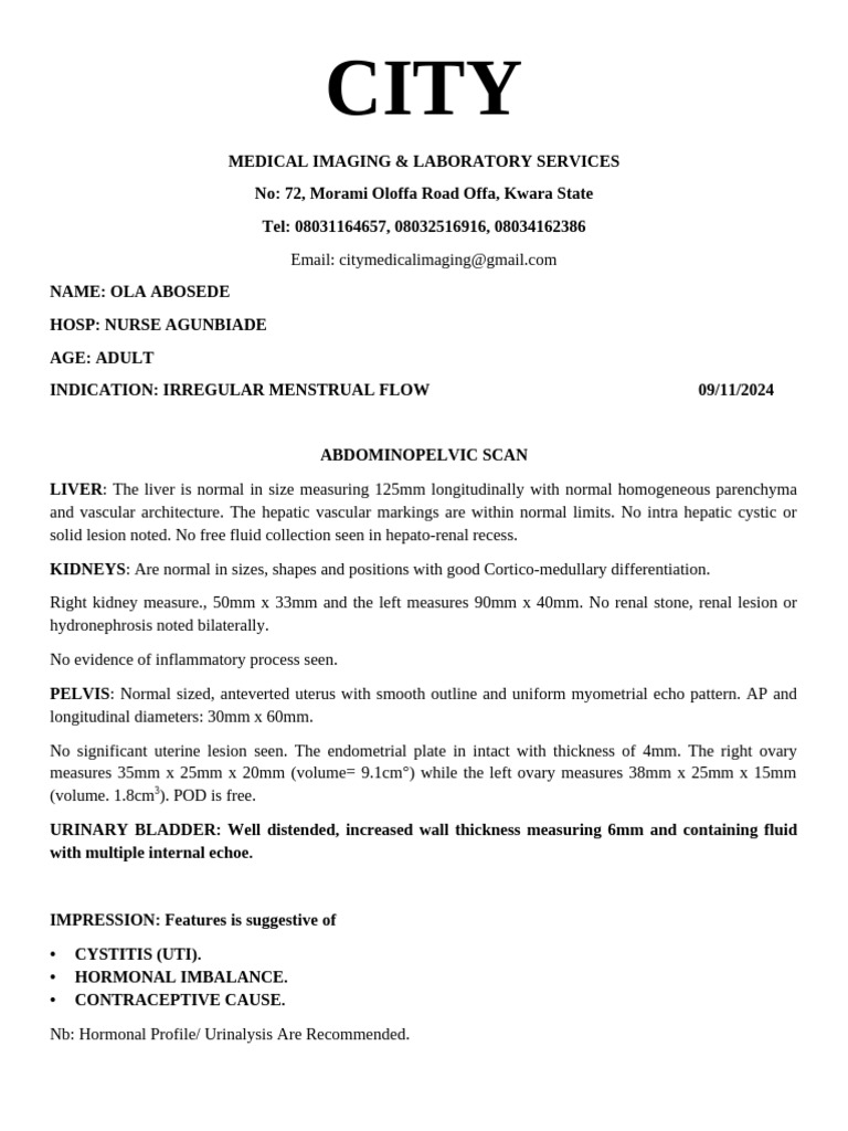 CITY MEDICAL IMAGING LETTER | PDF