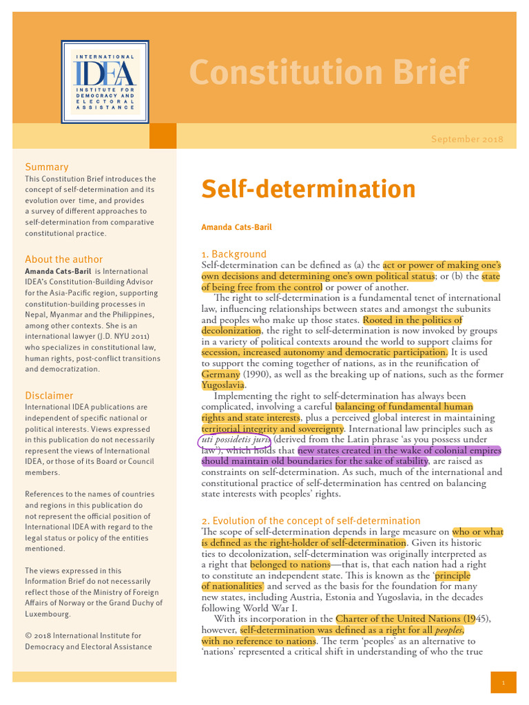 Cats-Baril - 2018 - Self-Determination | PDF | Self Determination | Secession