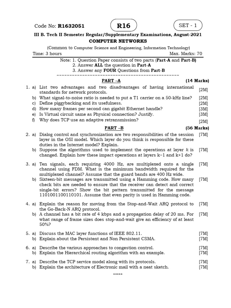 Computer Networks Aug 2021 | PDF | Computer Network | Network Congestion