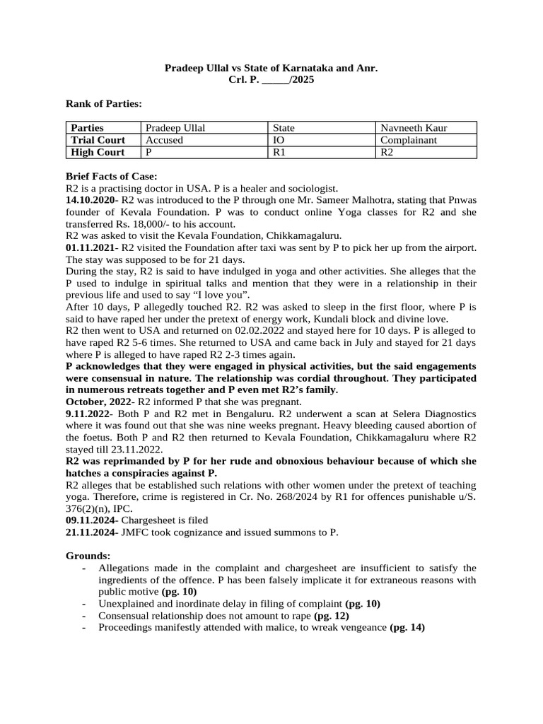 Pradeep Ullal Vs State of Karnataka Brief | PDF | Criminal Justice ...