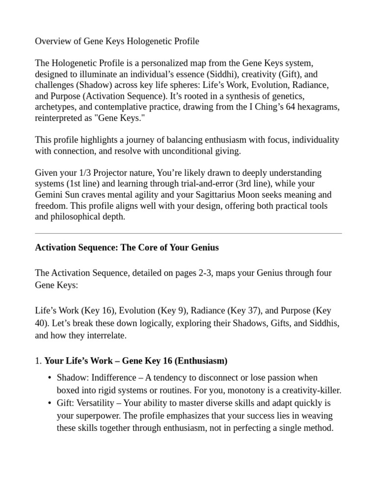 Gene Key PDF For Yaroslav | PDF