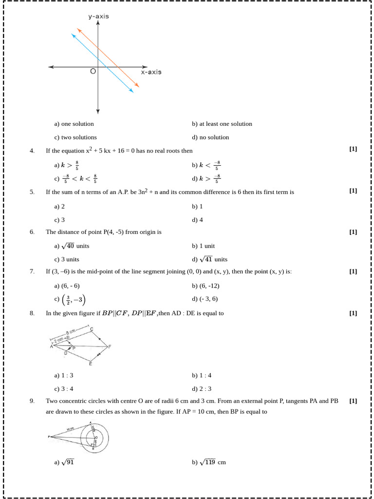 Mathematics Sample Paper | PDF | Circle | Trigonometric Functions