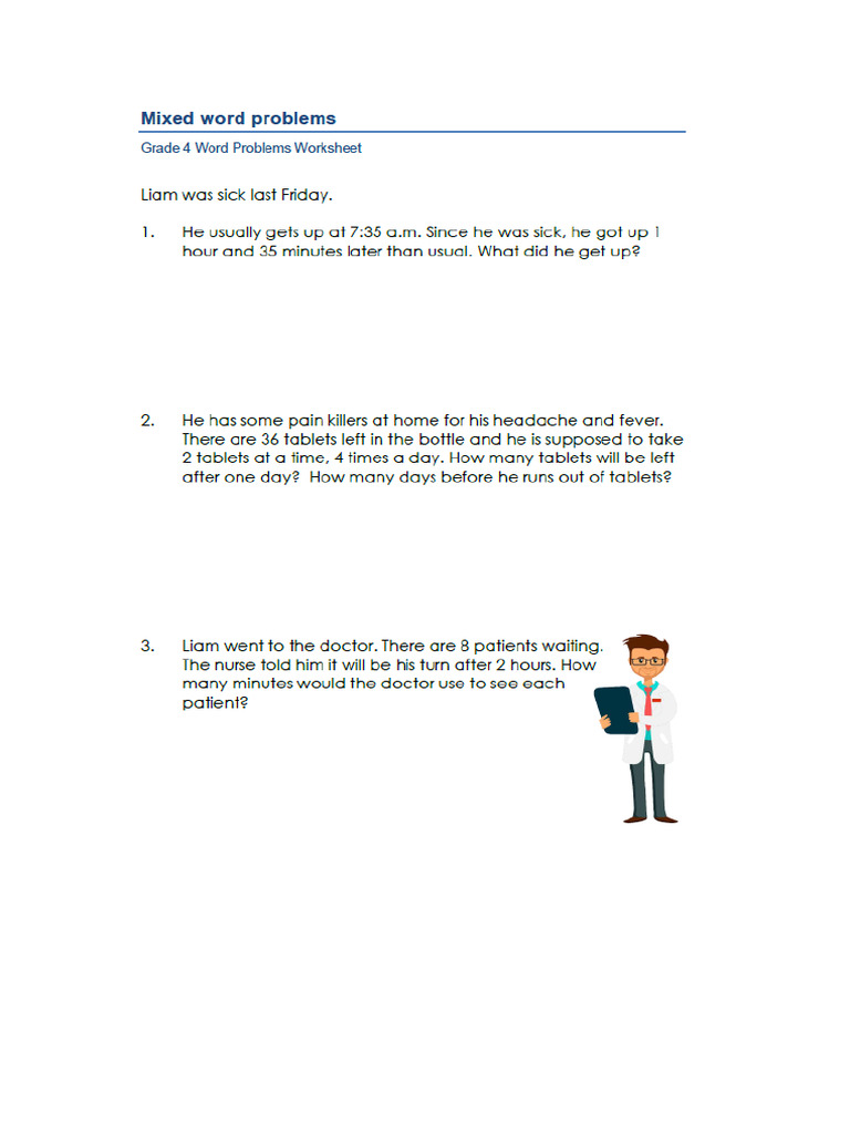 Grade 4 - Word Problems Worksheet | PDF