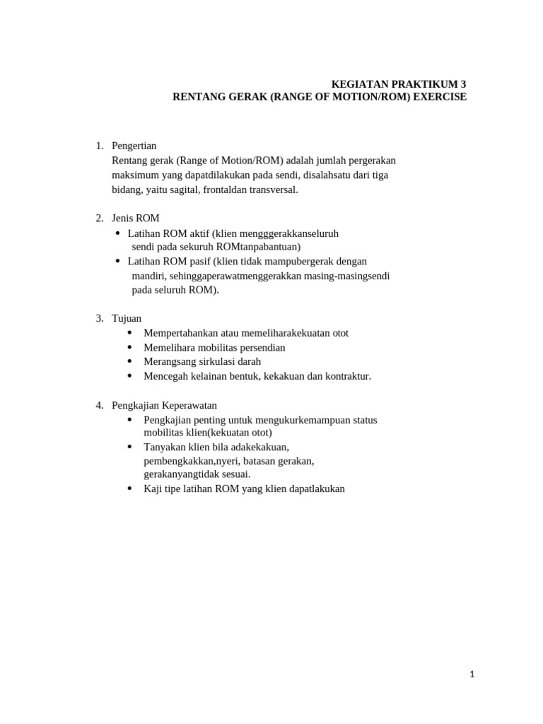 Modul Praktikum KMB 2 D3 Keperawatan_ROM | PDF