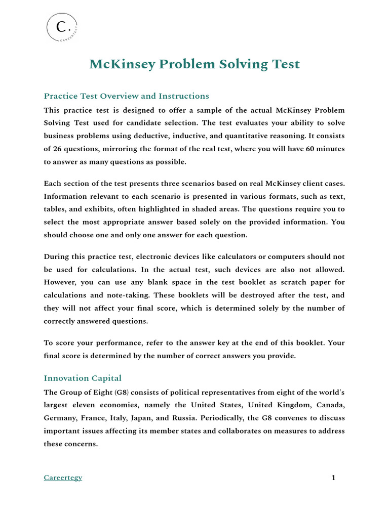 McKinsey Problem Solving Test | PDF | Innovation | Human Capital