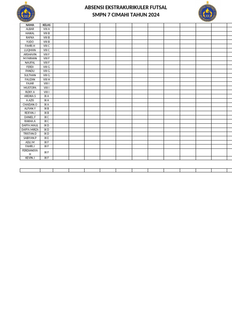 ABSENSI EKSTRAKURIKULER FUTSAL | PDF