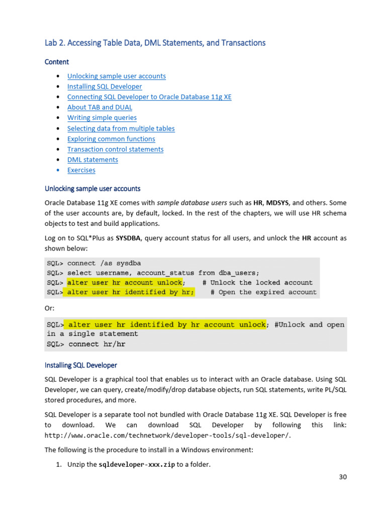 Oracle Lab Practice - Lab2 | PDF | Sql | Databases