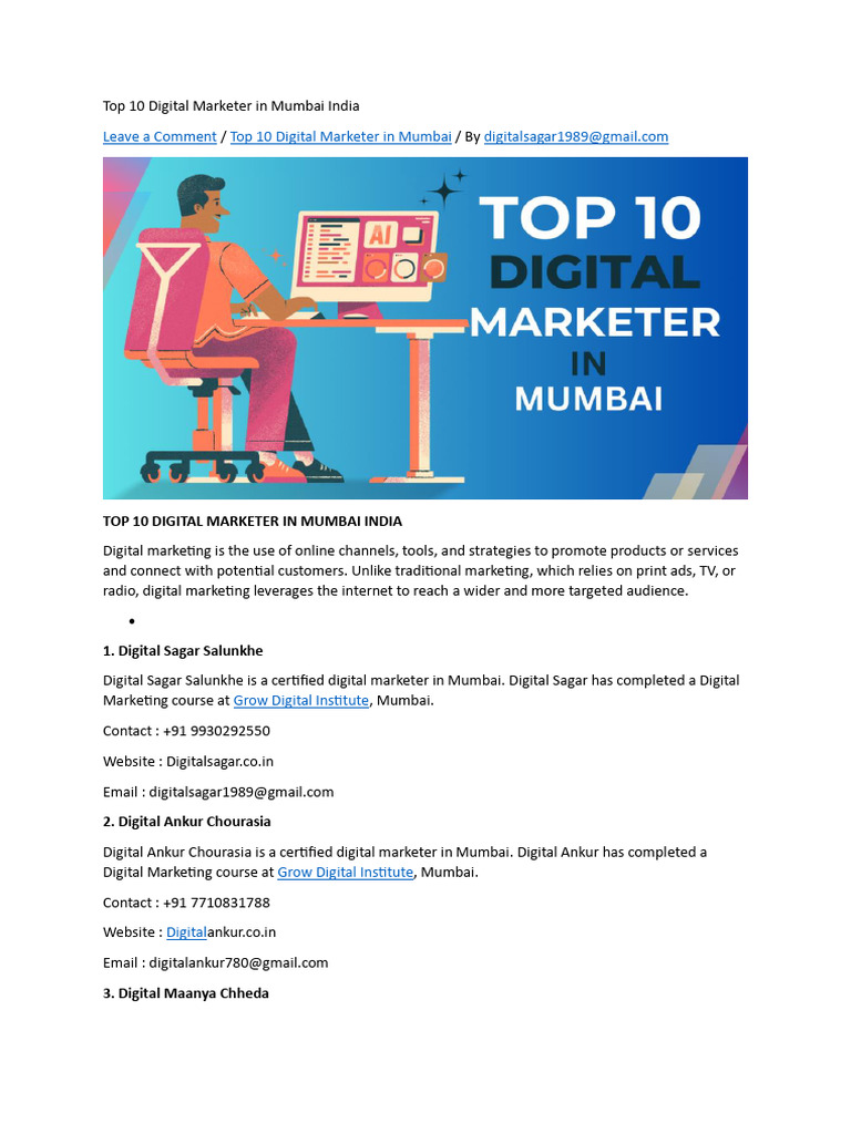 Top 10 Digital Marketer in Mumbai India | PDF | Digital Marketing | Investing